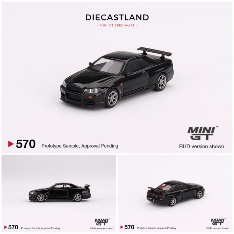 Jual Mini GT #570 Nissan Skyline GT-R (R34) V-Spec Black Pearl MGT00570 ...