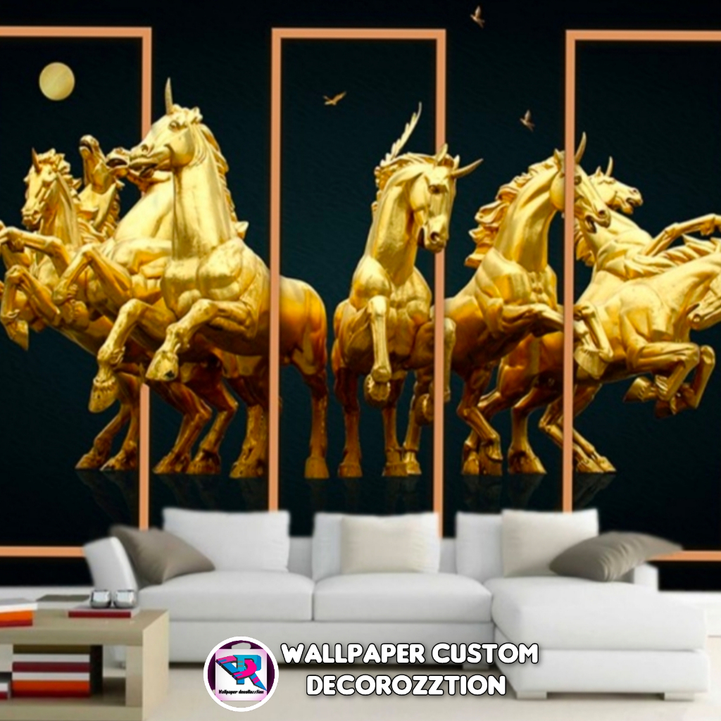 Jual wallpaper kuda emas - wallpaper custom kuda emas premium serat ...