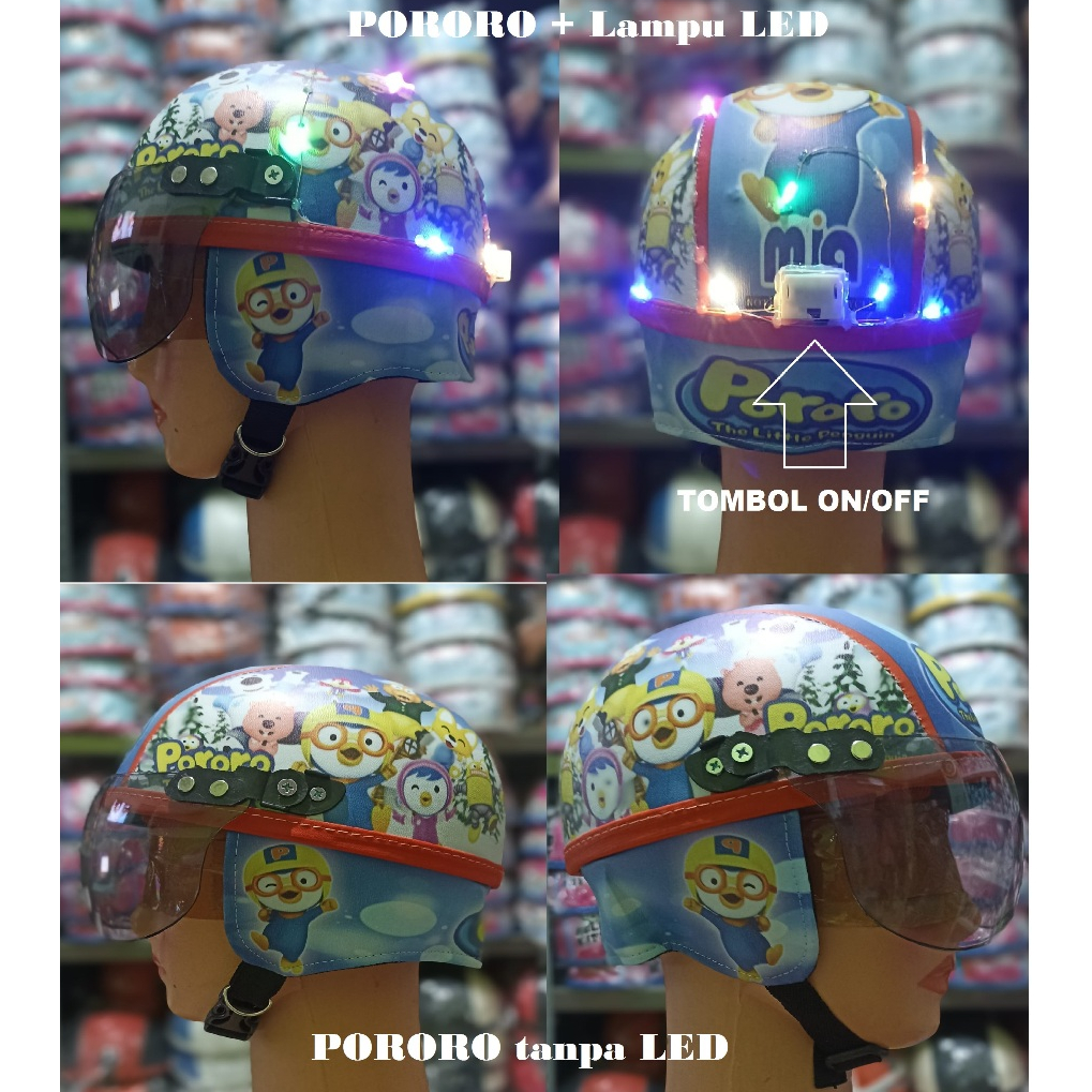 Jual Helm Anak Retro Pororo All Size Usia 1 2 3 4 Tahun Anak Laki-Laki ...