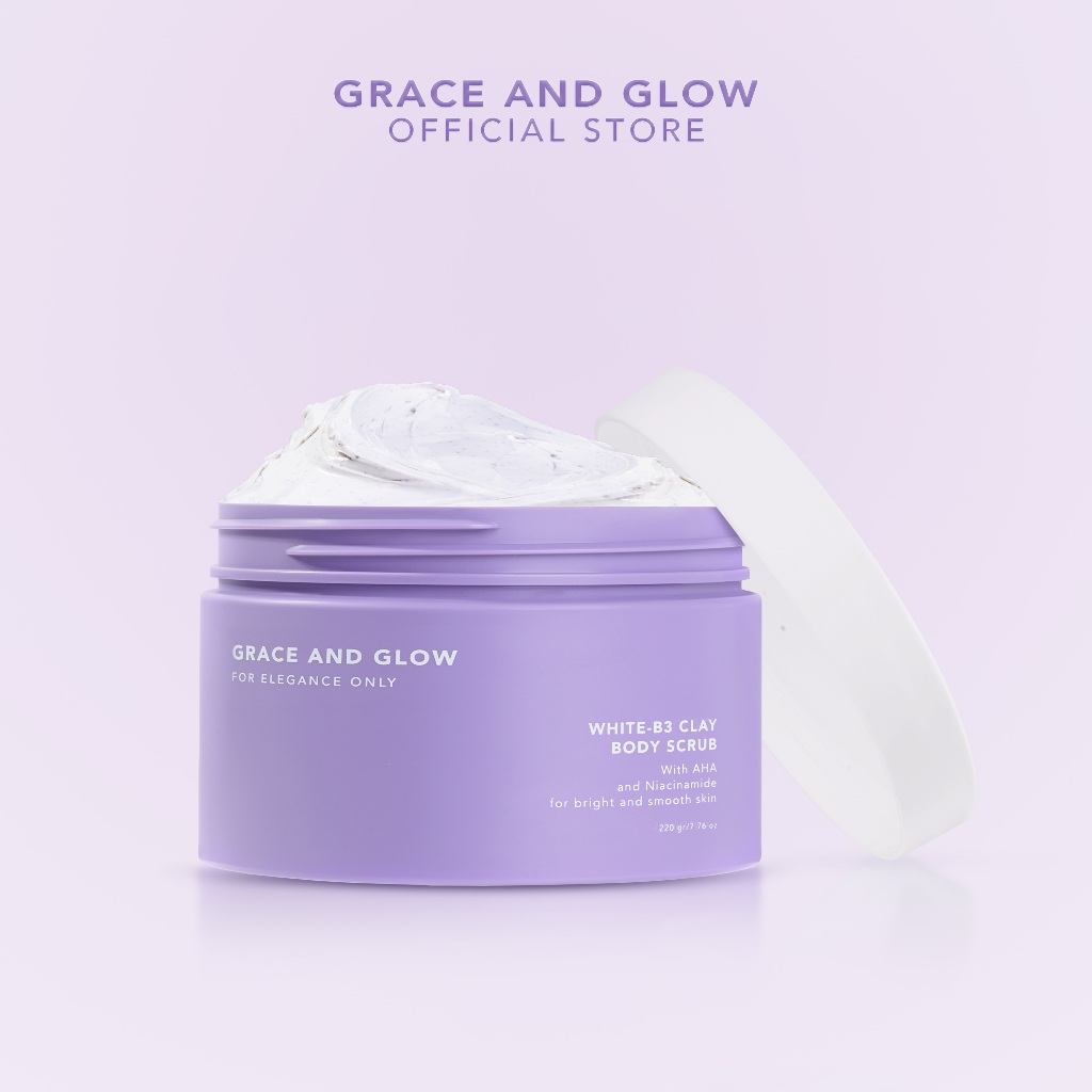 Jual Grace and Glow White-B3 Clay Body Scrub For Bright and Smooth Skin ...