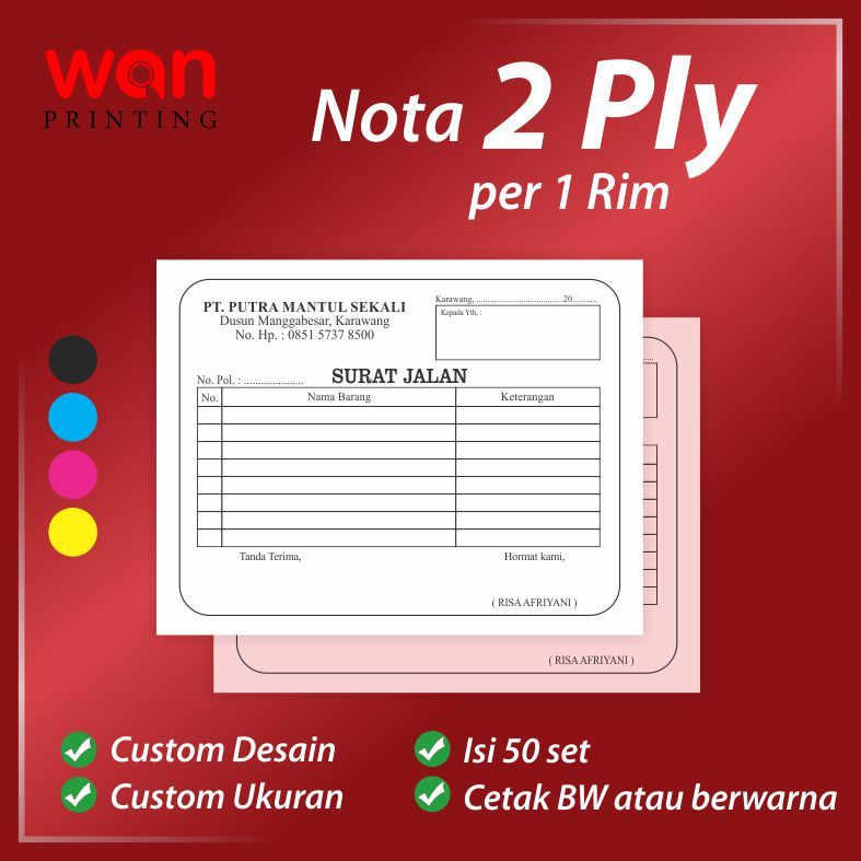 Jual CUSTOM NOTA 2 PLY CETAK PER RIM | Shopee Indonesia