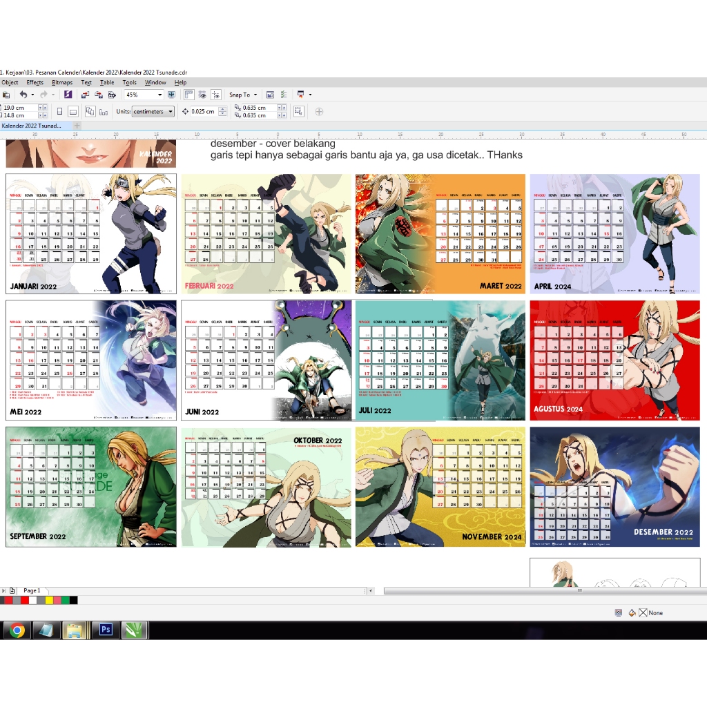 Jual Kalender Meja 2025 TSUNADE NARUTO HOKAGE Calendar bisa custom ...