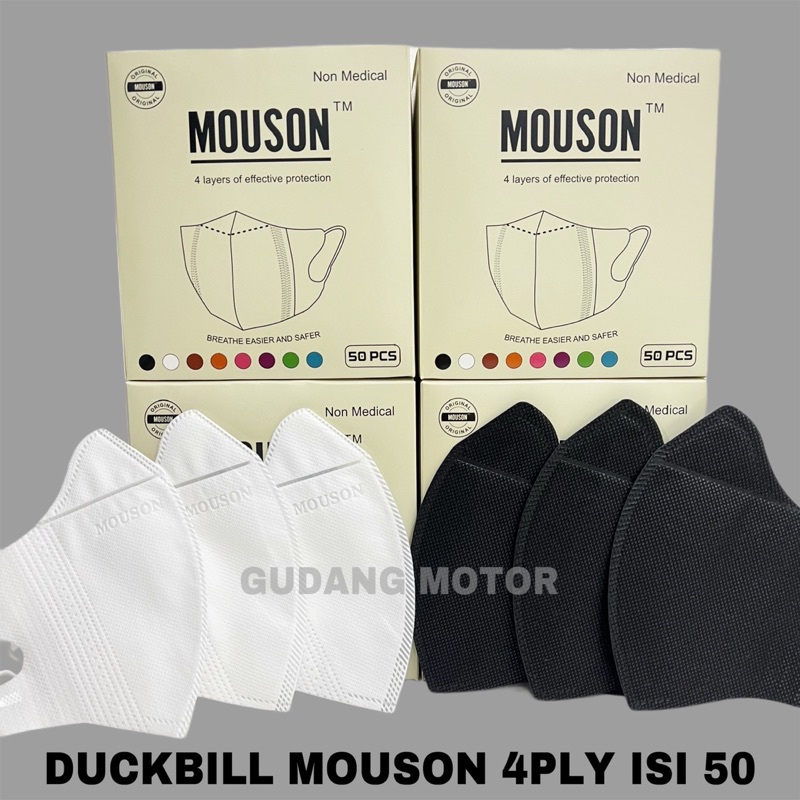 Jual Masker duckbill Mouson 4ply isi 50 pcs - disposable face mask ...