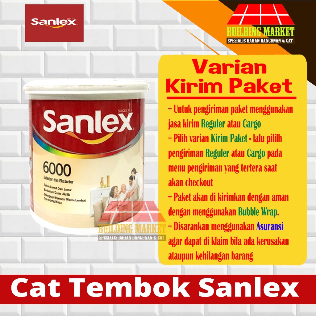 Jual Cat Tembok SANLEX 6000 Interior Exterior 1 KG Plafon Gipsum Grc ...