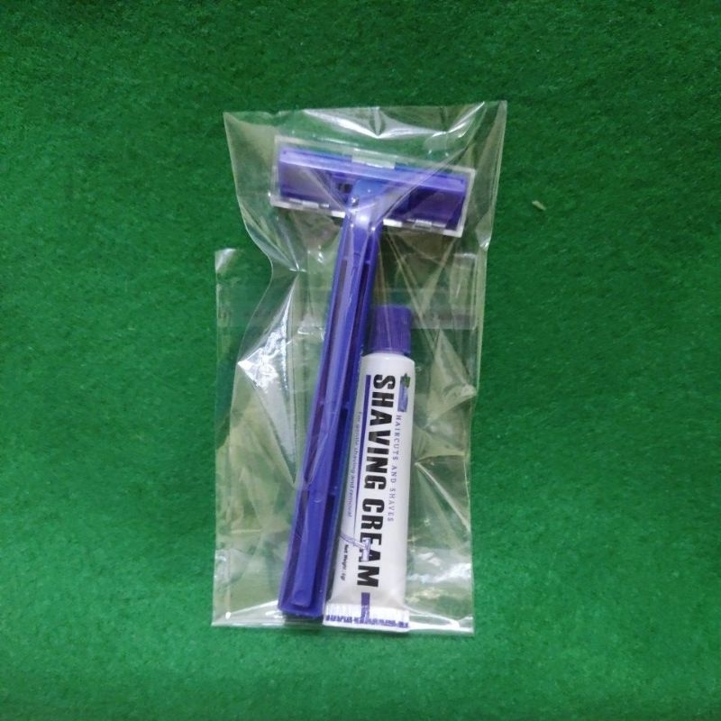 Jual pisau cukur/razor + shaving cream hotel / shaving kit 50 pcs ...