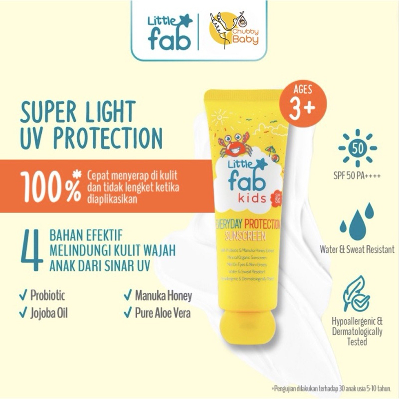 Jual Little Fab Kids Everyday Protection Sunscreen SPF 50 Skincare Anak ...