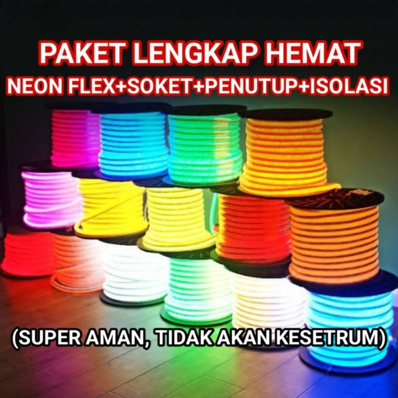Jual PAKET HEMAT LED NEON FLEX 21M - 30M (LED, SOCKET, TUTUP, ISOLASI ...