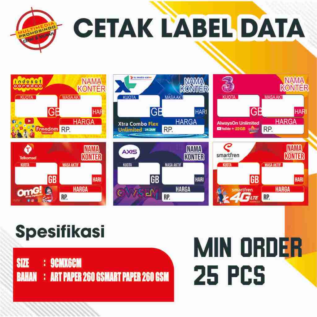 Jual Cetak Display Harga Paket Data Etalase Konter Murah / Label ...