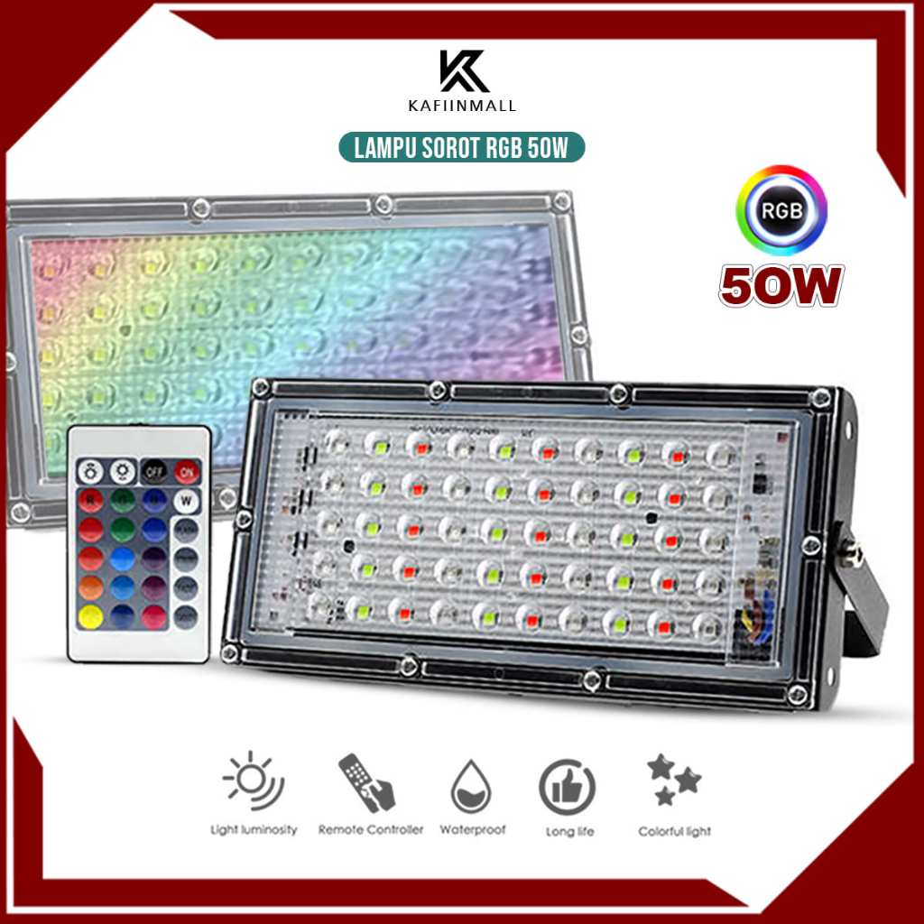 Jual 50W RGB LAMPU SOROT LAMPU HIAS / TEMBAK LED SLIM 50 WATT / LED ...
