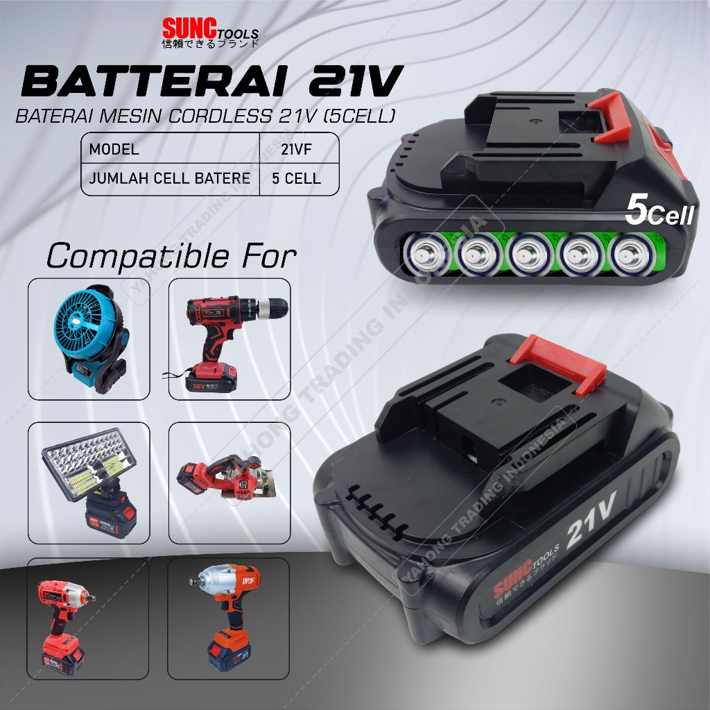 Jual BATERAI 21V BATERE SUNC TOOLS BATRE MESIN BOR / IMPACT WRENCH / GERINDA / CORDLESS DRILL ...