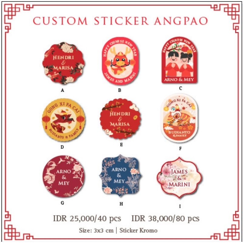 Jual Stiker custom nama untuk angpao imlek design menarik | Shopee ...
