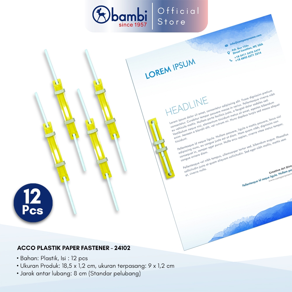 Jual Bambi Acco Bussiness File Paper Fastener Pengunci Map Dokumen ...