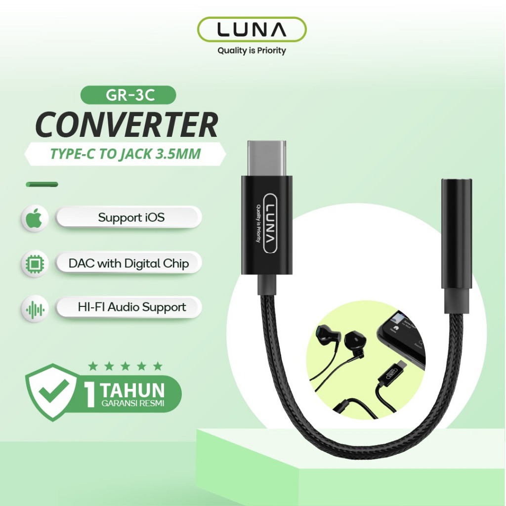Jual LUNA Adapter Usb C to Audio Jack 3.5 mm / Type C to Aux Converter ...
