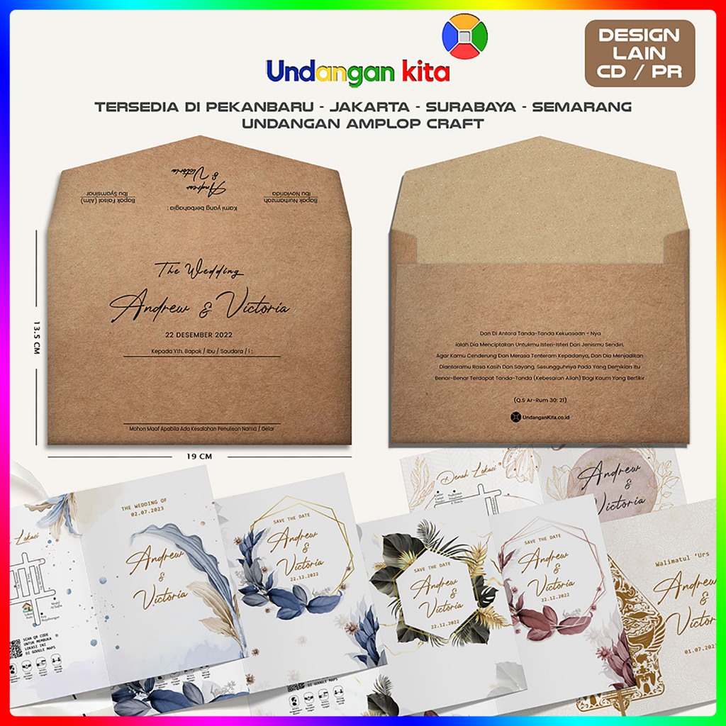 Jual Undangan Amplop Craft + Brief Card Softcover Rustic Elegan Murah ...