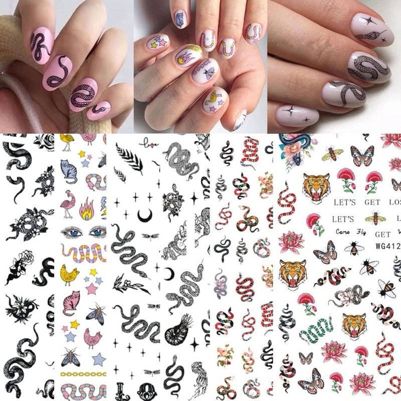 Jual [PF06] Stiker Kuku Pop Finger Ular Snake Decor Nail Art Sticker ...