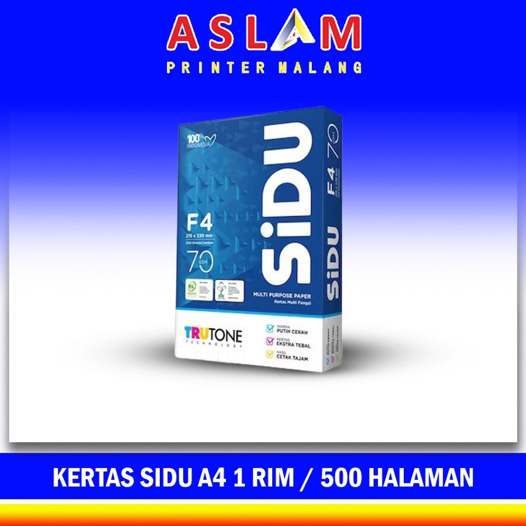 Jual Kertas A4 Sidu 70 Gram Kertas Sidu F4 / Folio isi 1 Rim 500 Lembar ...