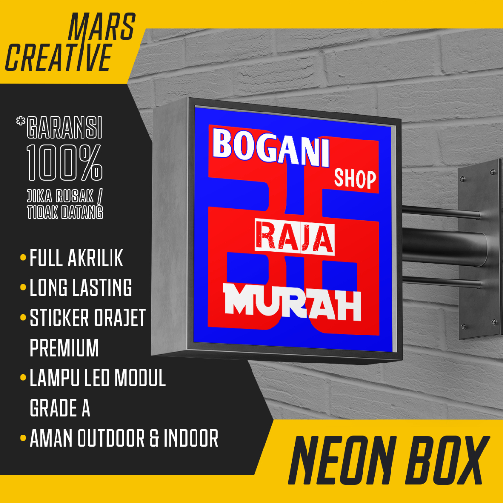 Jual Neon Box Indoor Outdoor Ukuran 70cm x 90cm Premium Custom 2 Sisi ...
