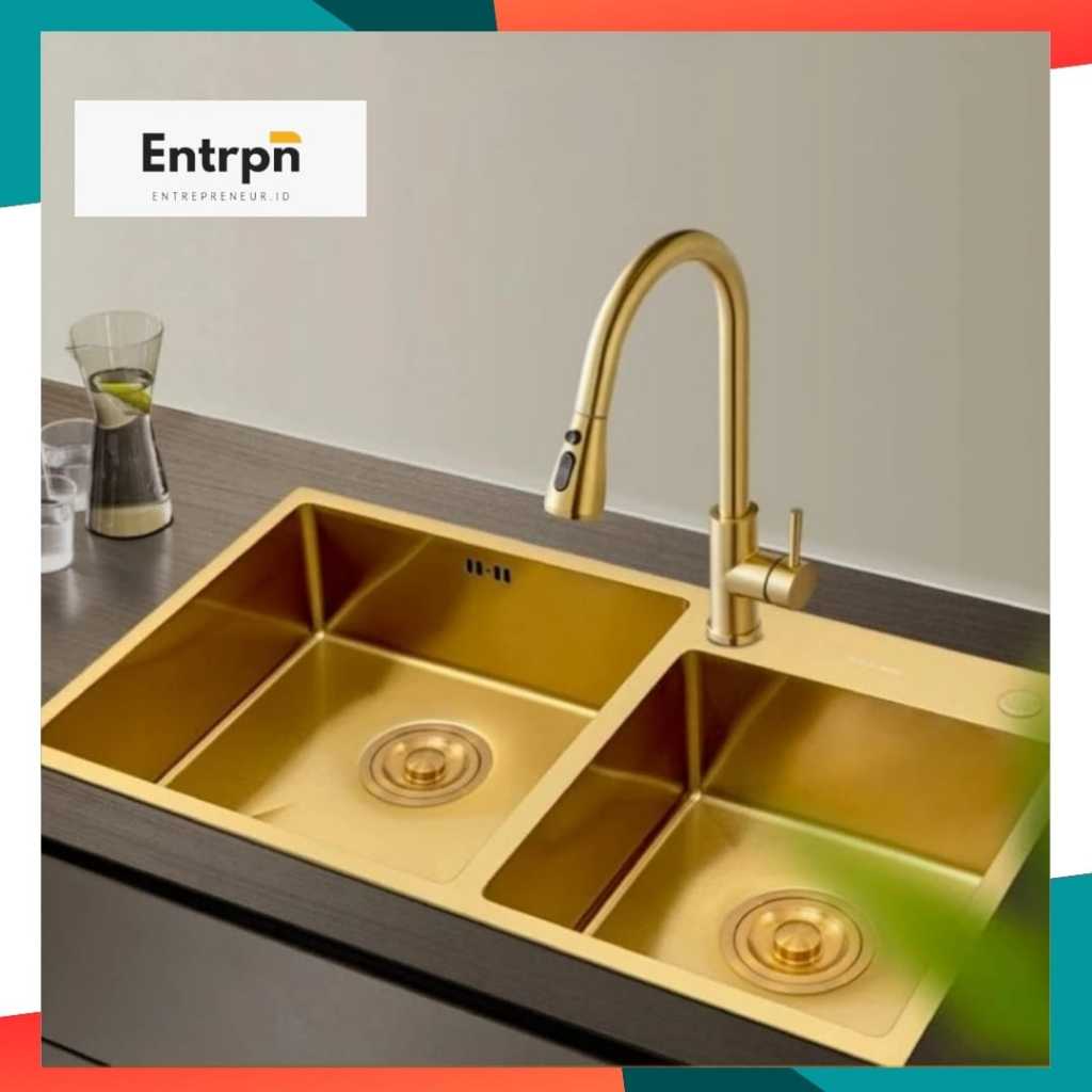 Jual COD Kitchen Sink Lubang Dua 8245 Gold / Bak Cuci Piring Ukuran ...