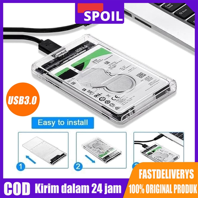 Jual HDD Enclosure SPOIL CASING EXTERNAL HARDDISK HDD SSD ENCLOSURE TRANSPARENT 2.5 INCH USB 3.0 ...