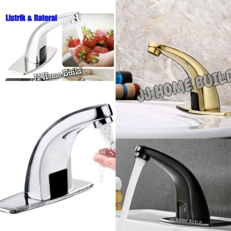 Jual Kran Sensor / Kran Wastafel Otomatis Hitam Chrome Gold | Shopee ...