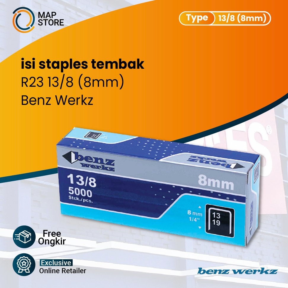 Jual Isi Staples 13 8 / Refill Stapler Steples Tembak R23 8 mm 13/8 Benz | Shopee Indonesia