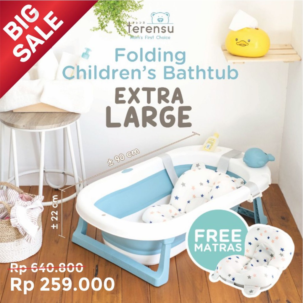 Jual Terensu Bak Mandi Bayi Lipat Foldable Baby Bathtub FREE Matras ...