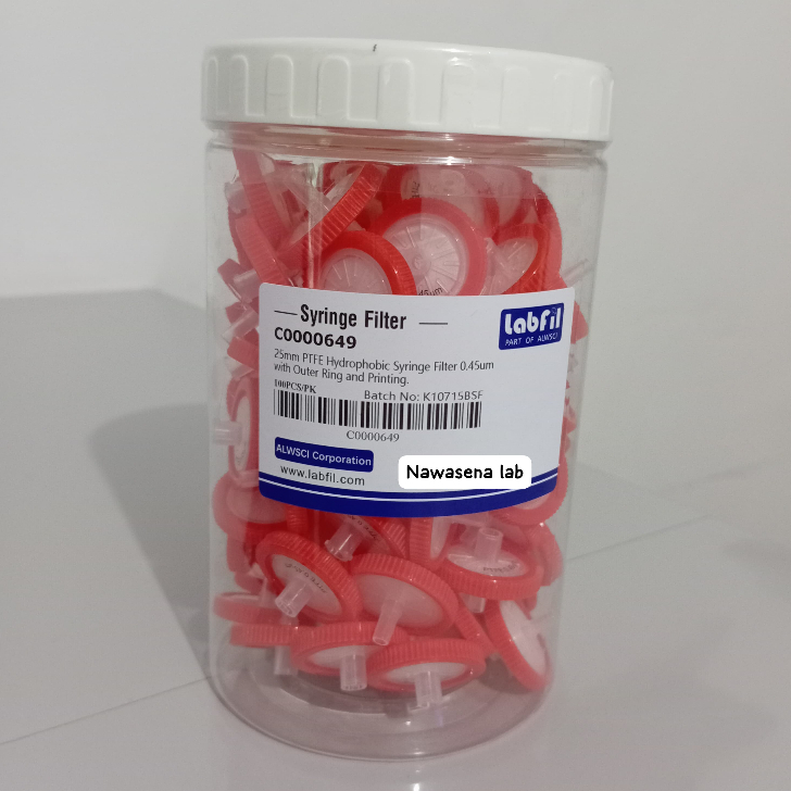 Jual Labfil Hydrophobic Syringe Filter 25mm 0,45um Outer Ring and ...