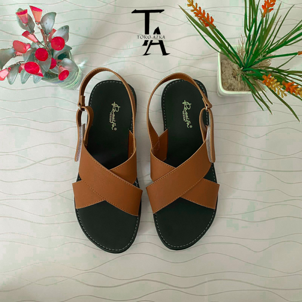 Jual Sendal Sepatu Wanita Kekinian Slop Silang Tali Belakang Elegan ...