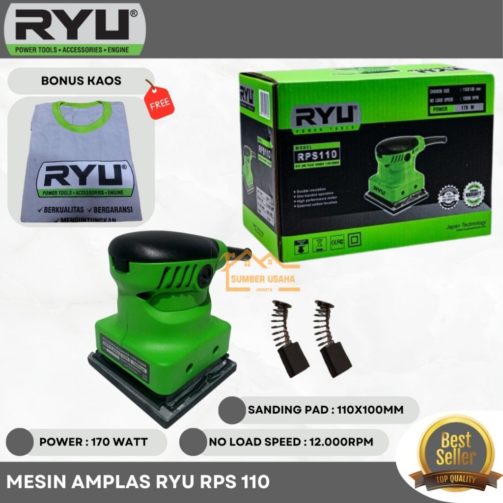 Jual Mesin Amplas Kayu Finishing RYU RPS 110 Palm Orbital Sander 170 ...