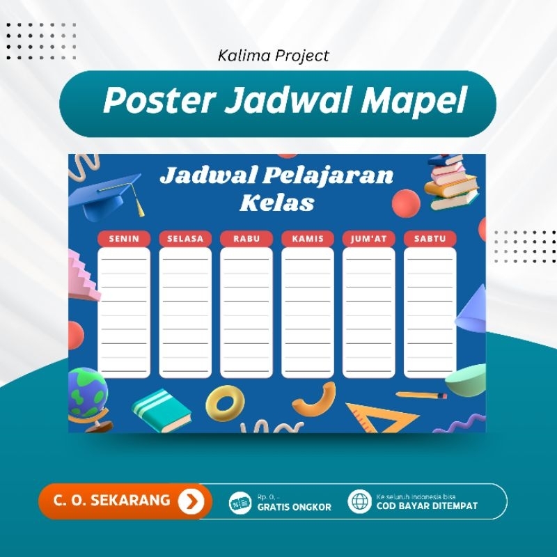 Jual 003 Poster Jadwal Pelajaran Sekolah Poster Jadwal Mapel Kelas | Shopee Indonesia