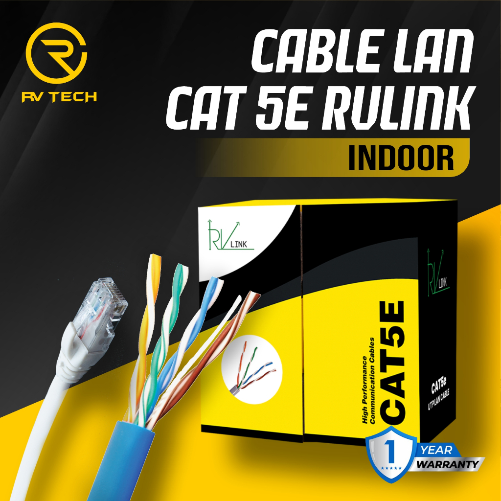 Jual KABLE LAN CAT 5E INDOOR UTP RVLINK ORIGINAL - GARANSI RESMI 1 TAHUN | Shopee Indonesia