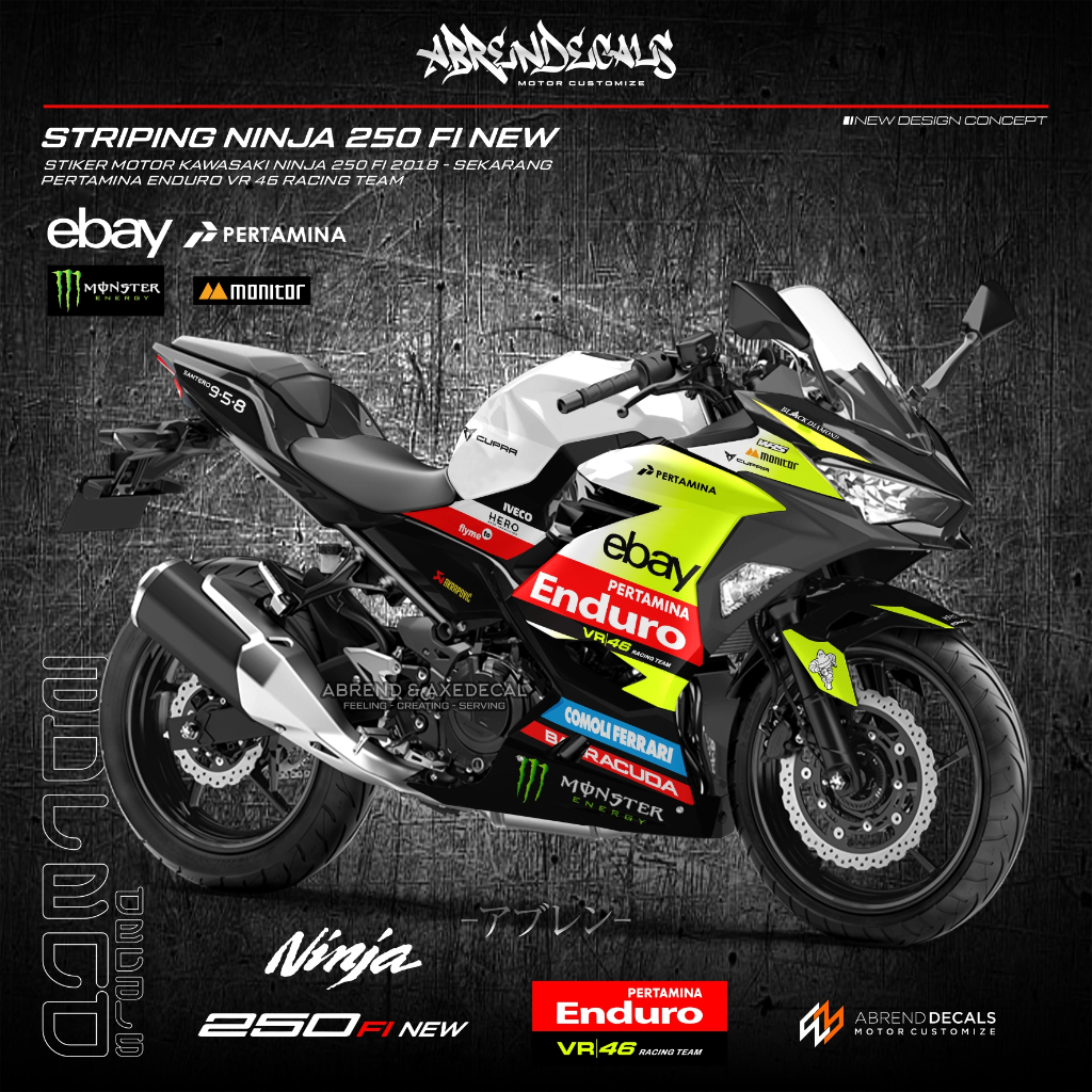 Jual STICKER NINJA 250 FI NEW LIVERY ENDURO VR 46 RACING TEAM 2024 ...