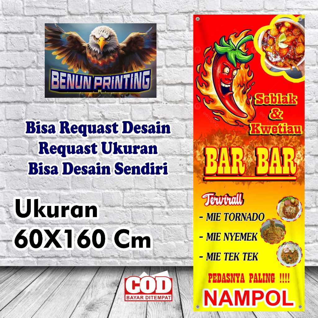 Jual Spanduk Banner 60x160 Seblak Prasmanan Barbar Custom Desain ...