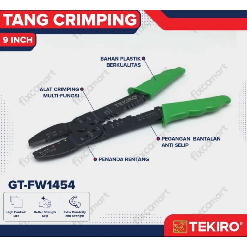 Jual Tang Krimping TEKIRO 9in - Tang Pres Sekun Kabel Lima Fungsi Kupas ...
