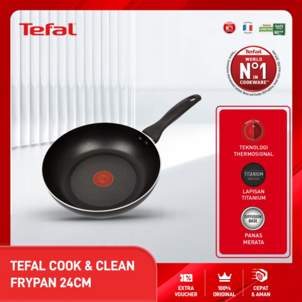 Jual Dijual Tefal Cook Clean Frypan 24cm Wajan Anti Lengket Berkualitas | Shopee Indonesia
