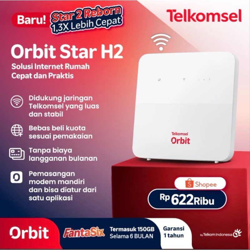 Jual Modem Orbit STAR H2 Modem Wifi 4G High Speed Bonus Kuota. | Shopee ...