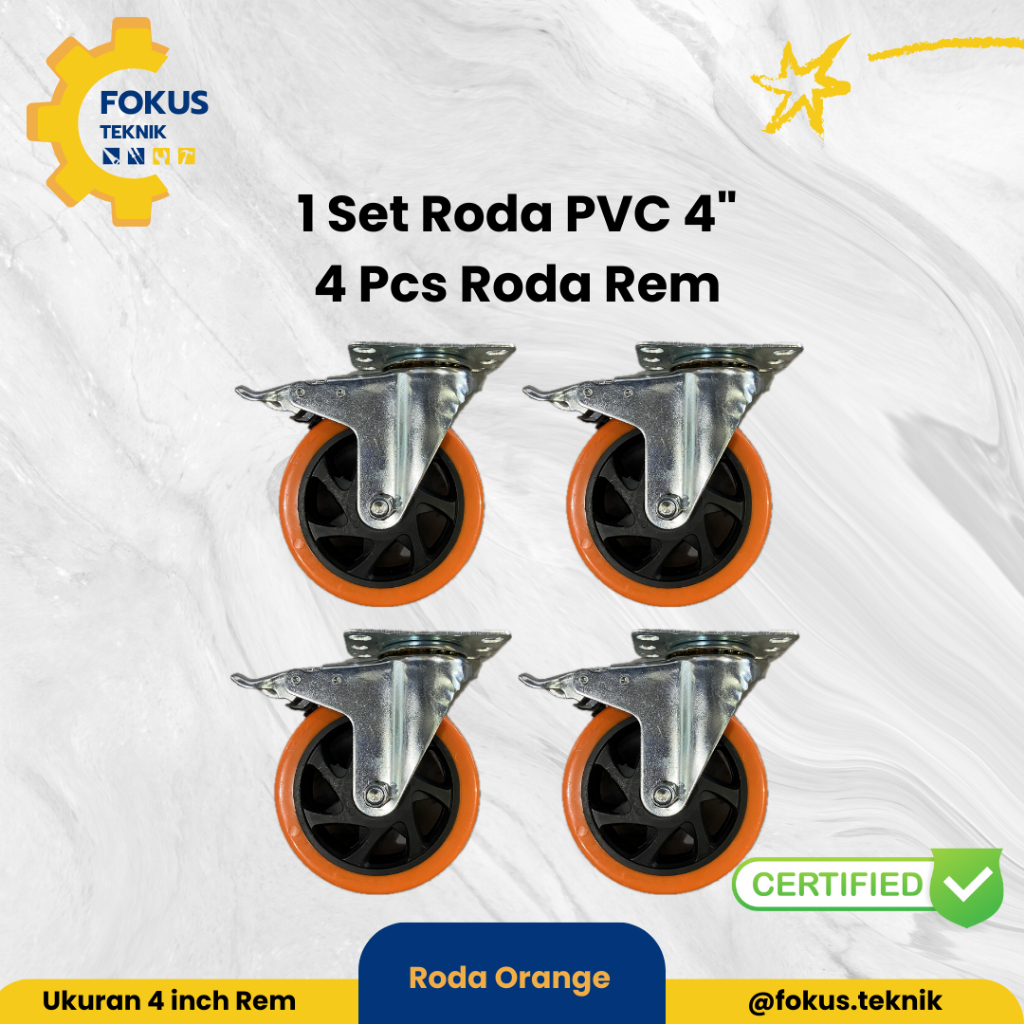 Jual Roda Troly Troli Trolley PVC PU Orange 4 inch set ( 4 Rem ...