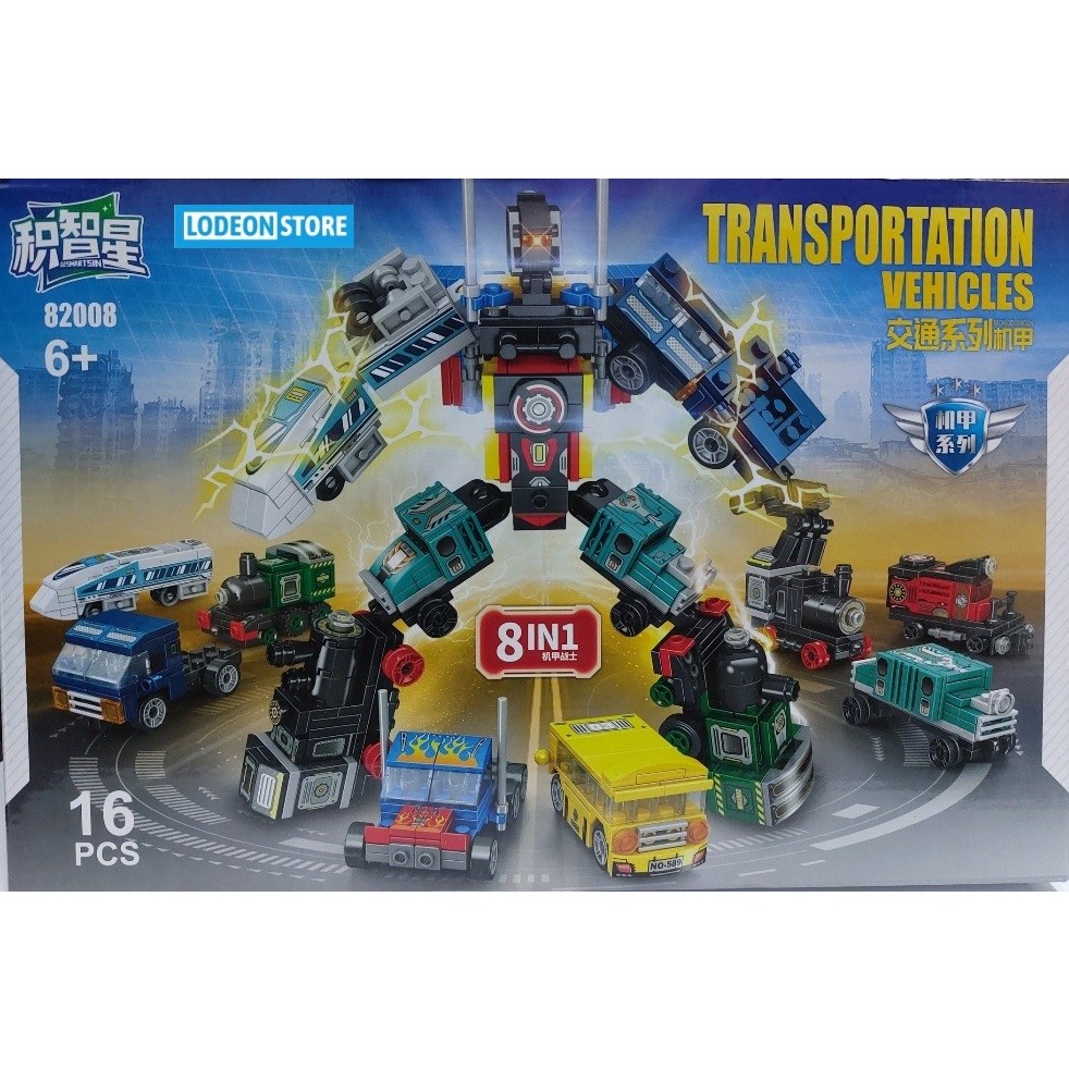 Jual Brick Kendaraan Transportasi Truk dan Kereta 8 in 1 Robot 82008 - Lodeon Store | Shopee ...