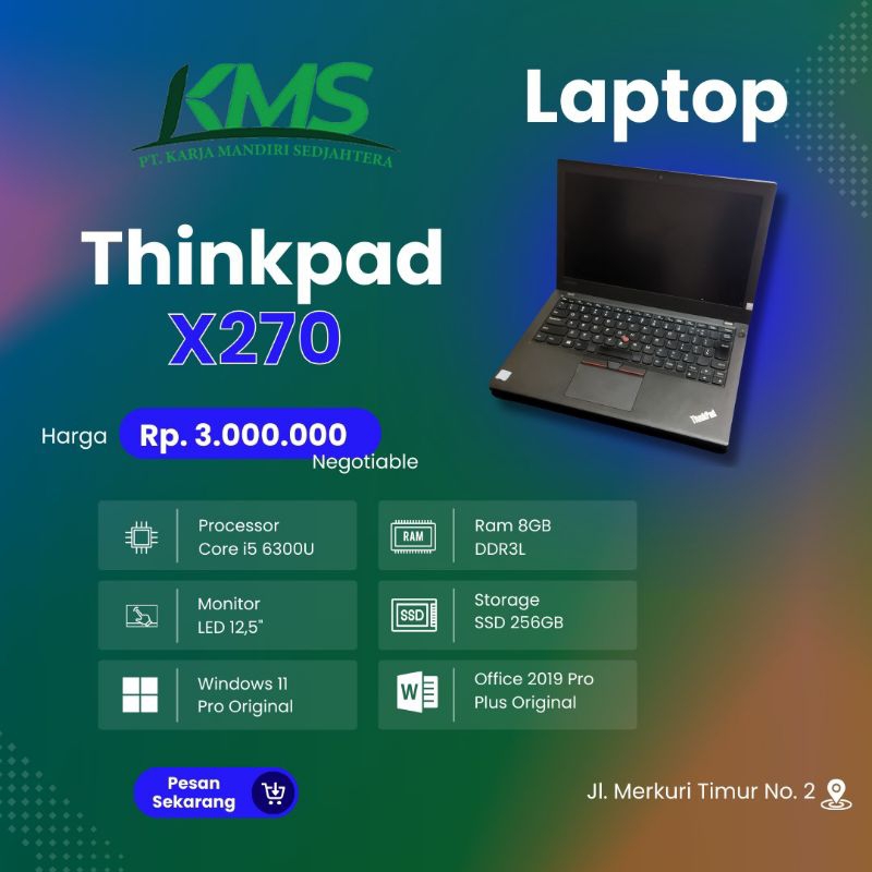Jual Lenovo Thinkpad X270 i5 Gen 6 Win 11 Pro & Office Original ...
