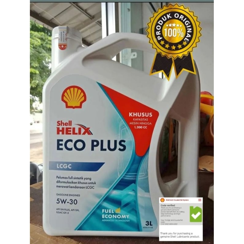 Jual Oli Mobil LCGC Shell Eco Plus 5w-30 API SN Plus 3L / Galon ...