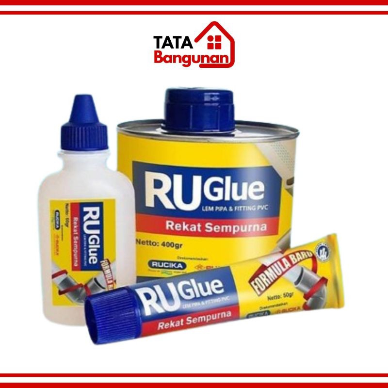 Jual RUGlue Lem Pipa PVC 50gr 60gr 400gr Rucika Lem PVC Fitting Kaleng ...