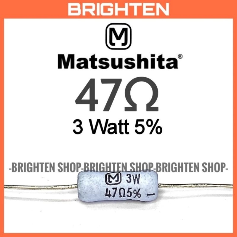 Jual Resistor MATSUSHITA 47 ohm 3 Watt 5% 47 ohm 47R PANASONIC | Shopee ...