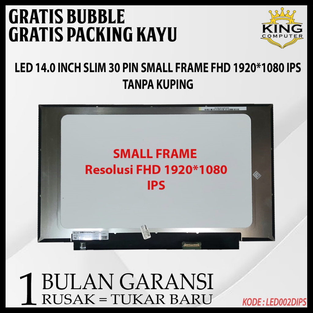 Jual LED LCD LAPTOP 14.0 INCH SLIM 30PIN SMALL FRAME MATTE FHD IPS ...