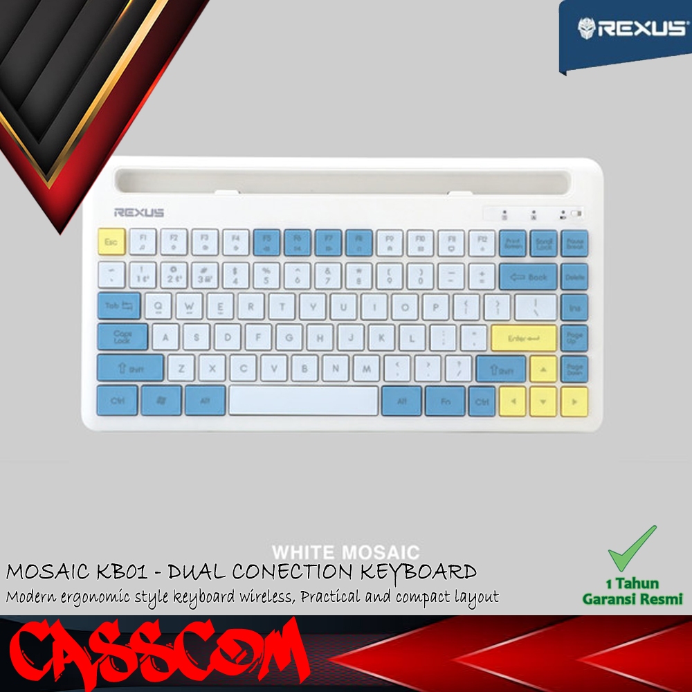 Jual Rexus Mosaic KB01 Keyboard Wireless Bluetooth Dual Connection ...