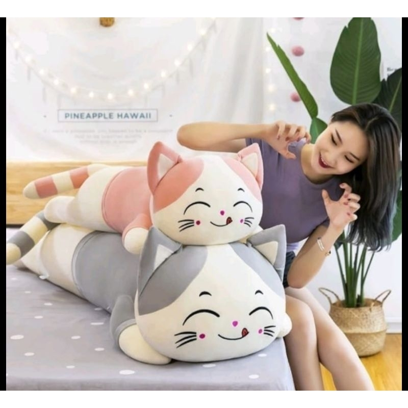 Jual Bantal Guling Kucing Lying Jumbo 95 mo Bahan Plush Premium Halus ...