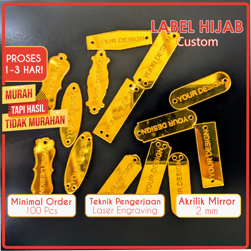 Jual Label Hijab Akrilik Label Jilbab Label Baju Akrilik Custom Akrilik ...