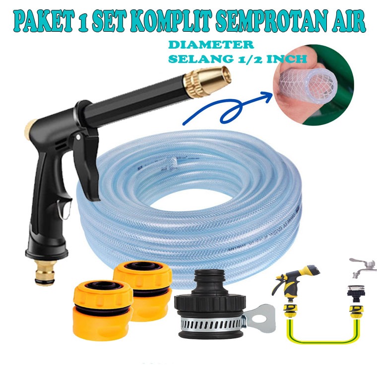 Jual Paket Semprotan Cuci Motor Mobil Kebun Taman Selang Air Benang ...