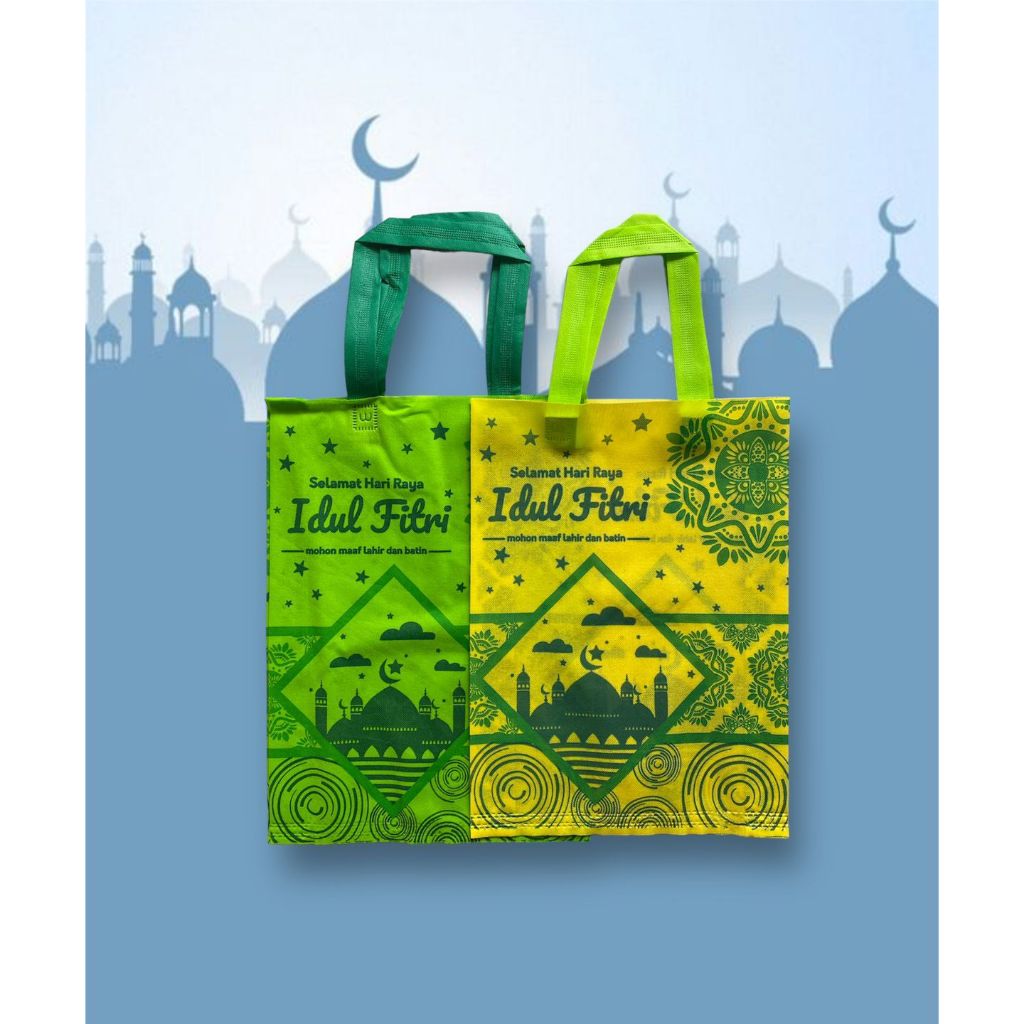 Jual Tas Spunbond Edisi Lebaran Ukuran 30x40x8 | Goodie Bag Idul Fitri | Tas Spunbond | Kain ...