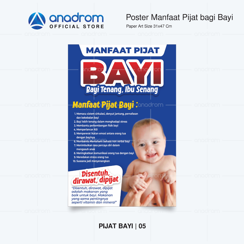 Jual Poster Manfaat Pijat Pada Bayi | Poster Manfaat Baby Massage ...