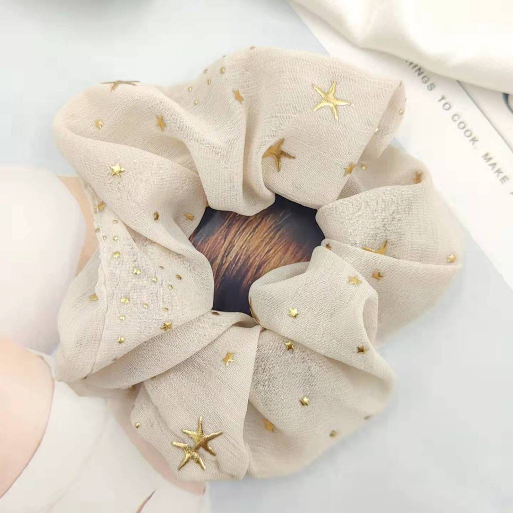 Jual IKAT RAMBUT SCRUNCHIE KOREA MOTIF BINTANG / KUNCIRAN RAMBUT MODEL ...